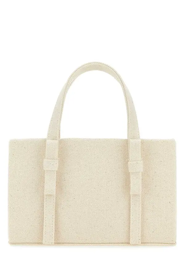 Kara Mini Ivory Canvas Handbag, 20 Cm
