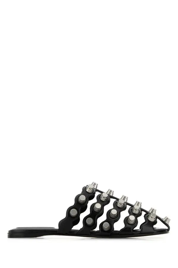Alexander Wang Rexa Leather Slippers - Black