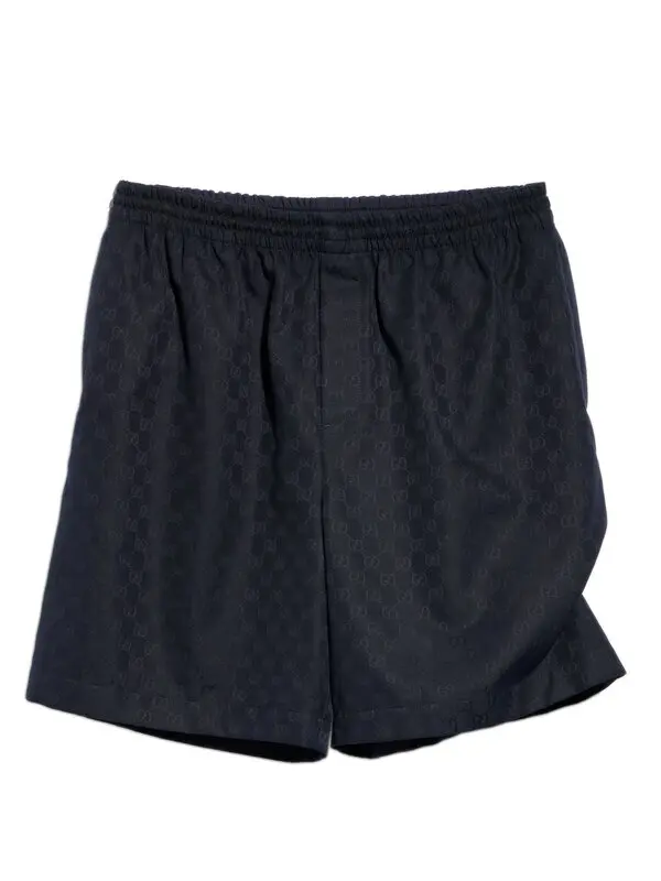 Gucci Gg Cotton Canvas Shorts With Elastic Waist And Drawstring