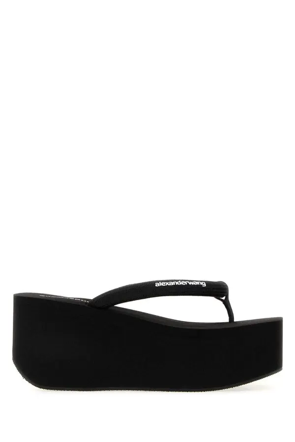 Alexander Wang Jenna Thong Fabric Platform Slippers - Black