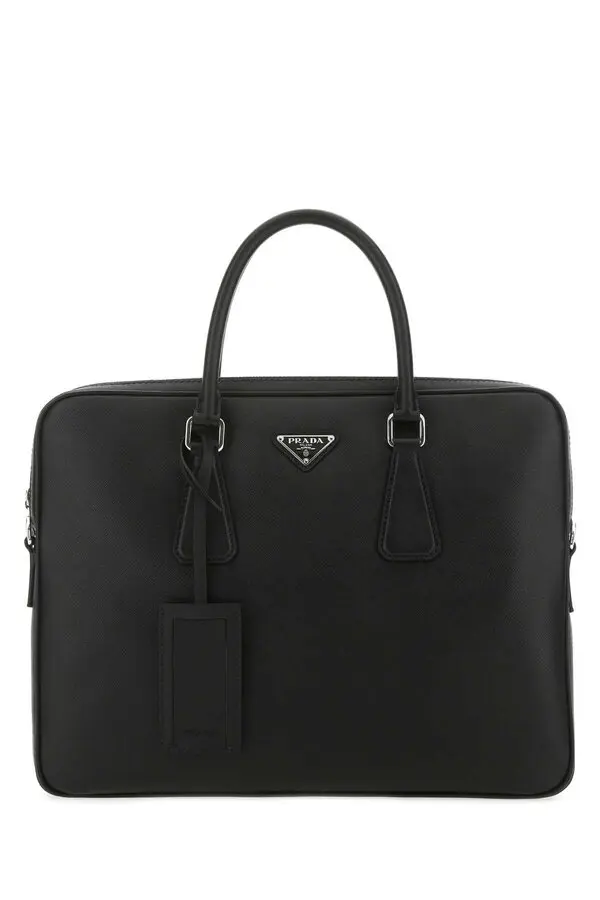 Prada Leather Brief Case 36cm X 27cm X 4.5cm With Adjustable Shoulder Strap