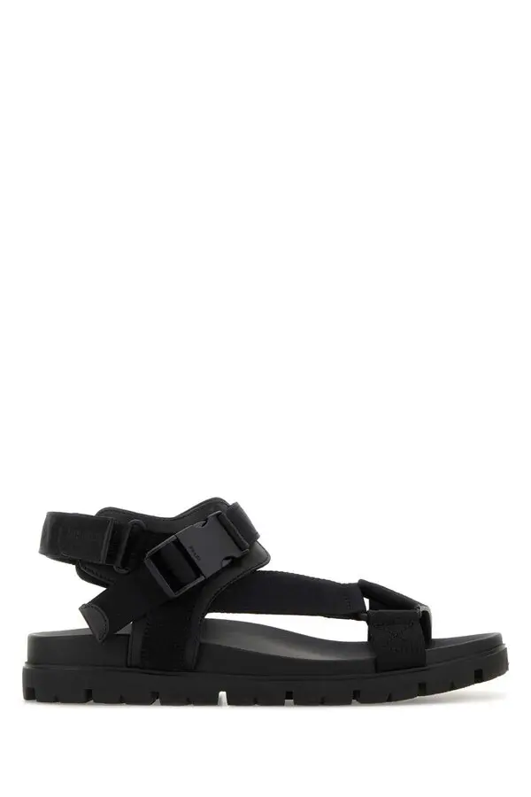 Prada Fabric And Suede Sandals With Rubber Sole