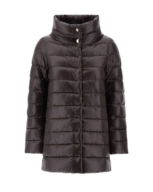 Herno Long Quilted Puffer Coat With Stand Collar - Moro