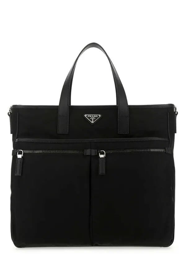 Prada Nylon Handbag With Recycled Polyamide & Leather, 36 X 33 X 12 Cm