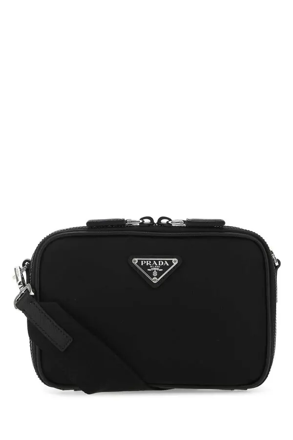 Prada 18 Cm Leather And Nylon Crossbody Handbag Adjustable Strap