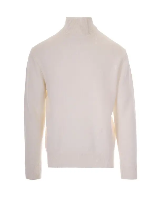 PAOLO PECORA Ribbed Wool Turtleneck Sweater - Panna