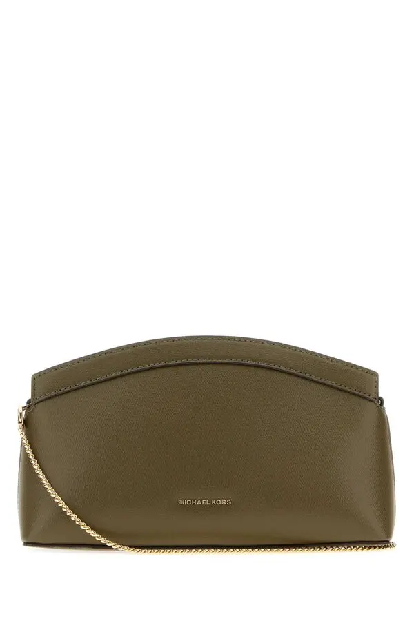 Michael Kors Small Athena Leather Clutch With Adjustable Shoulder Strap - Green