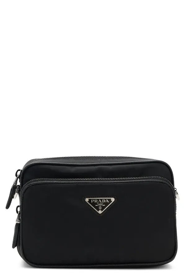 Prada Re-nylon Crossbody Handbag With Silver-tone Hardware - Black