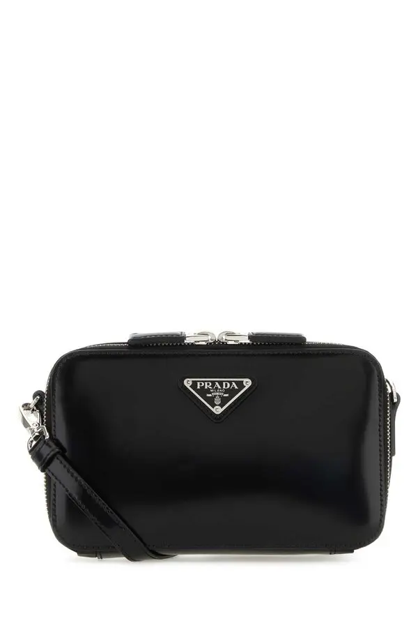 Prada Leather Brique Crossbody Handbag With Adjustable Shoulder Strap