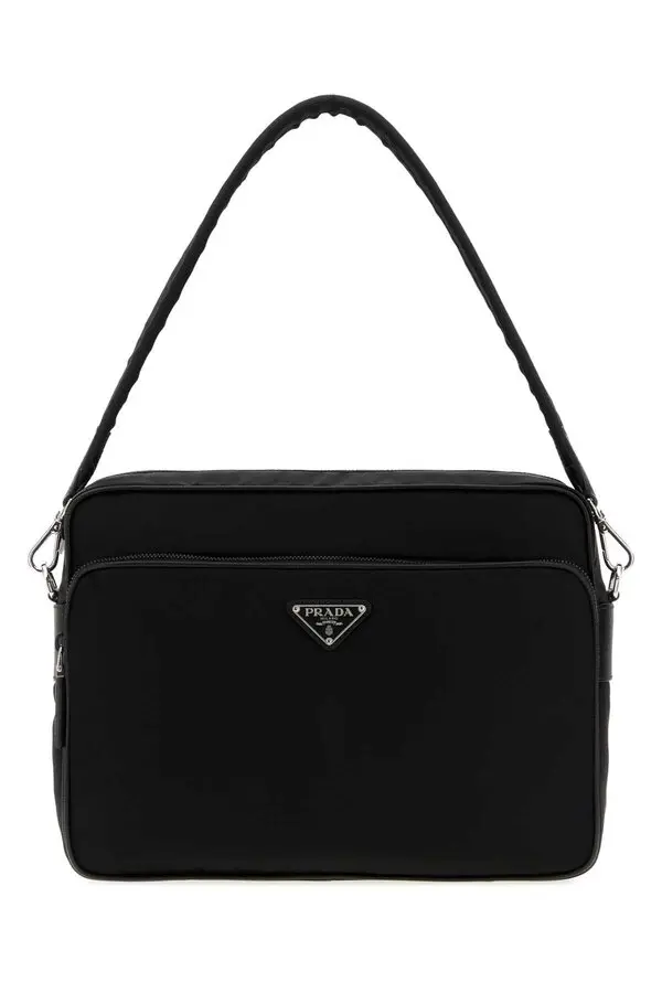 Prada Canvas Shopping Handbag With Silver-tone Hardware 30cm X 25cm X 10cm