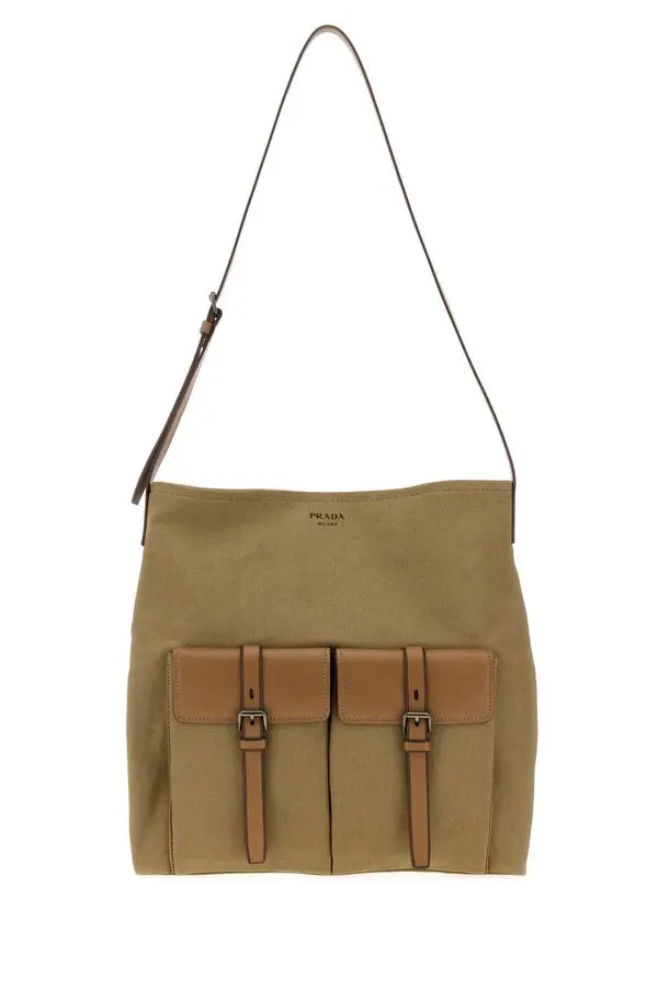 Prada Route Shopping Handbag In Canvas With Leather Trim, 48cm X 40cm X 5cm