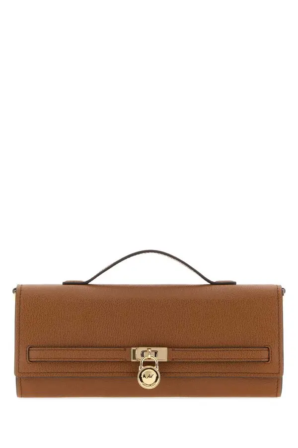 Michael Kors Medium Hamilton Moderne Leather Handbag With Gold Hardware, 31 Cm Width