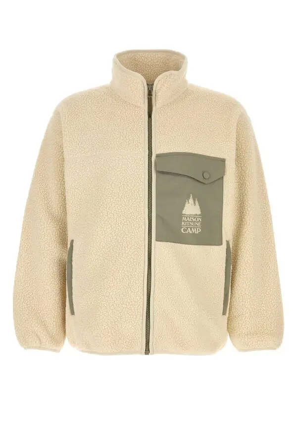 Maison Kitsuné Textured Pile Zip-up Jacket - White