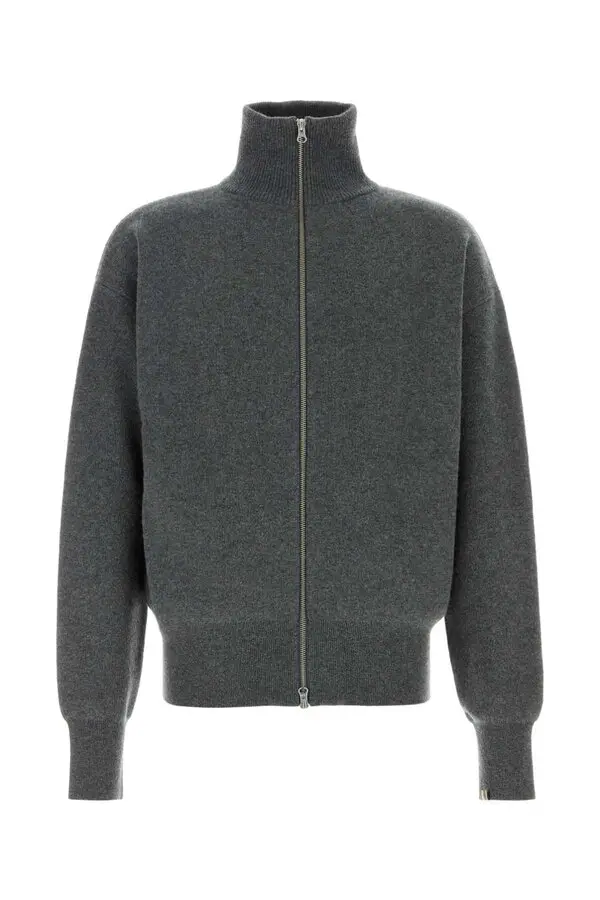 Extreme Cashmere Zip-up High Neck Cashmere Cardigan - Grey