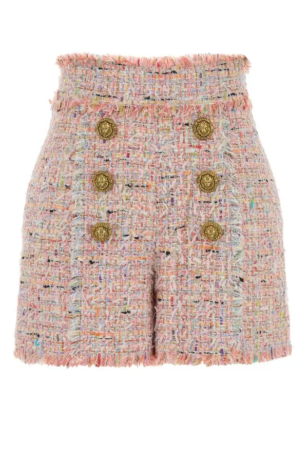 Balmain Tailored Double-breasted Tweed Shorts