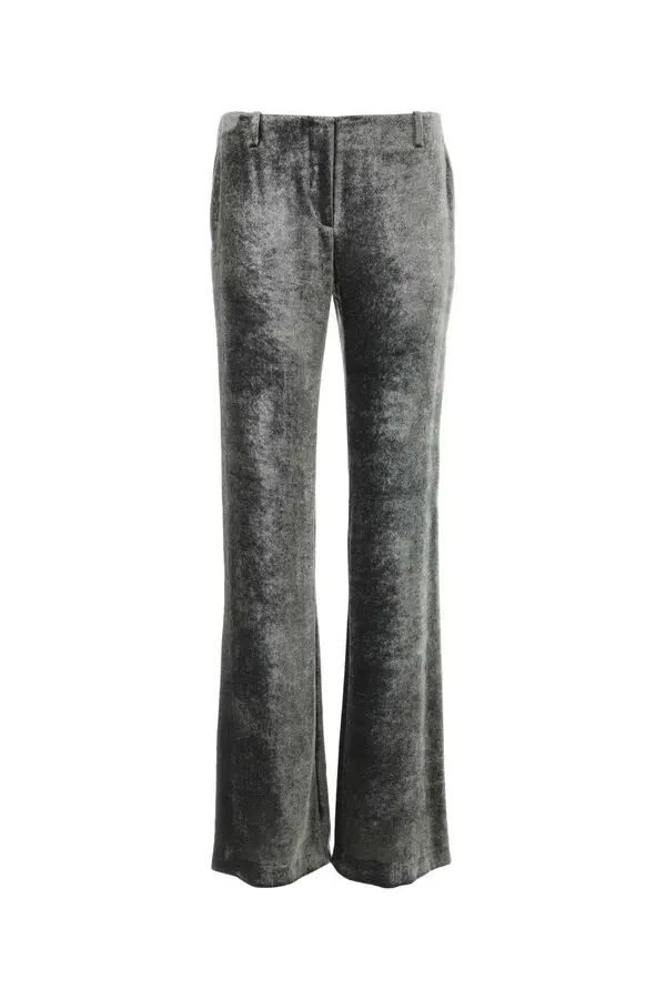 Alberta Ferretti Velvet Wide-leg Pant - Silver