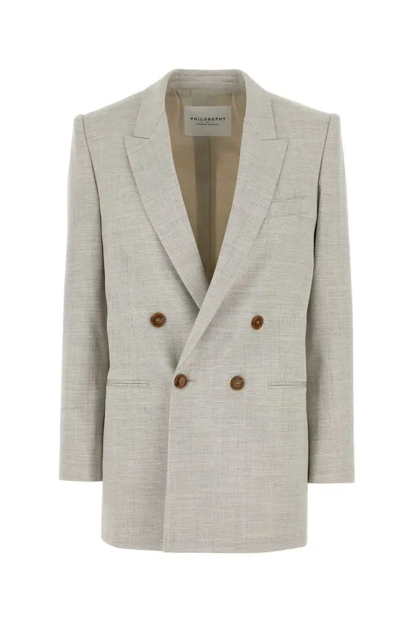 Philosophy Di Lorenzo Serafini Double-breasted Stretch Wool Blend Blazer - Grey