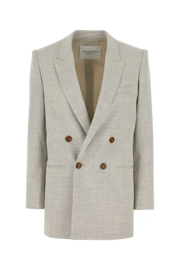 Philosophy Di Lorenzo Serafini Double-breasted Stretch Wool Blend Blazer - Grey