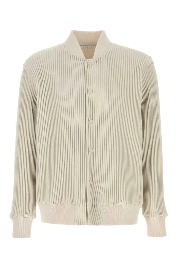 Issey Miyake Pleated Polyester Bomber Jacket - White