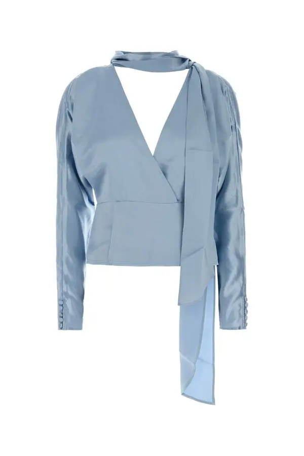 GANNI Satin Blouse With Drape Detail