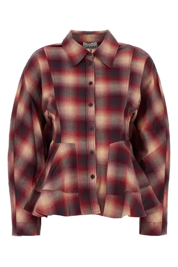 GANNI Embroidered Flannel Shirt