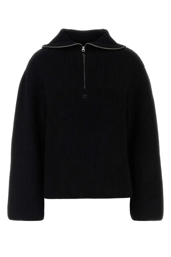 COURREGES Oversized Half-zip Merino Wool Sweater