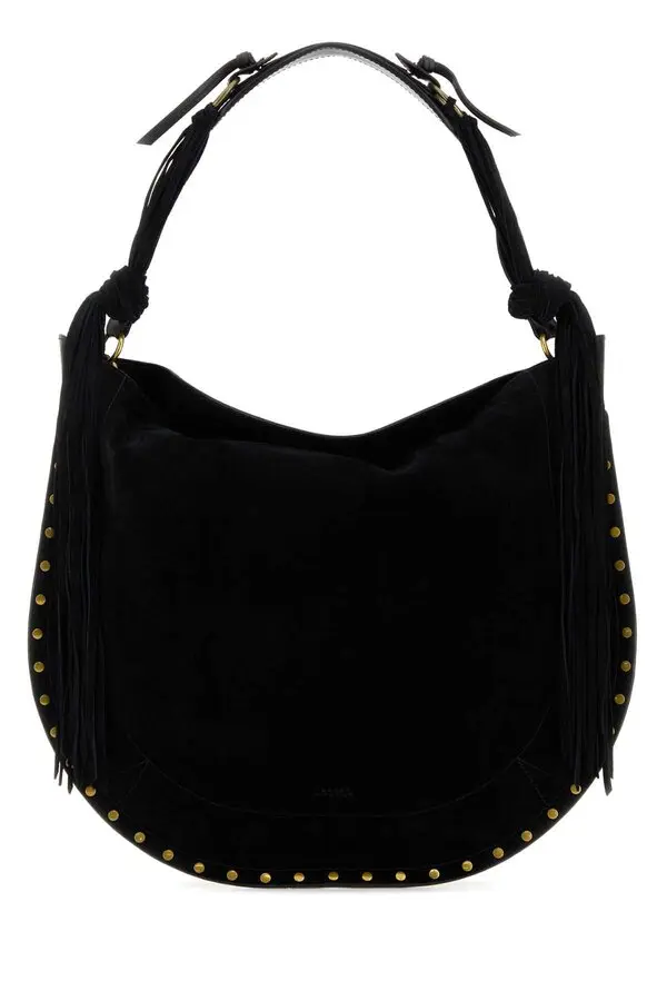 Isabel Marant Étoile Oskan Suede Shopping Handbag With Antiqued Golden Hardware - Black
