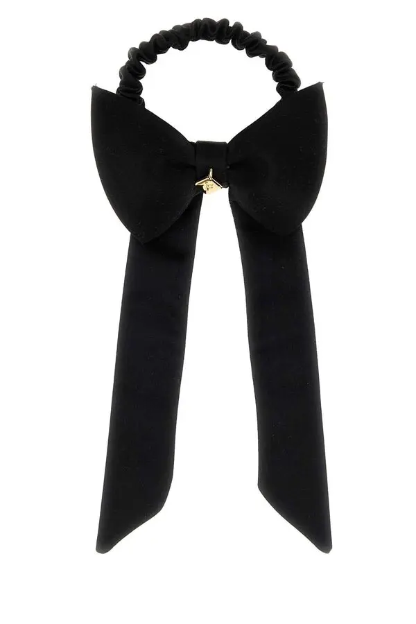 FERRAGAMO Satin Mini Scrunchie With Golden Metal Brooch Detail