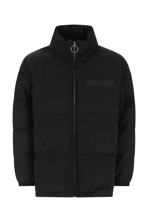 Moschino Padded Nylon Zip-up Jacket With Stand Collar