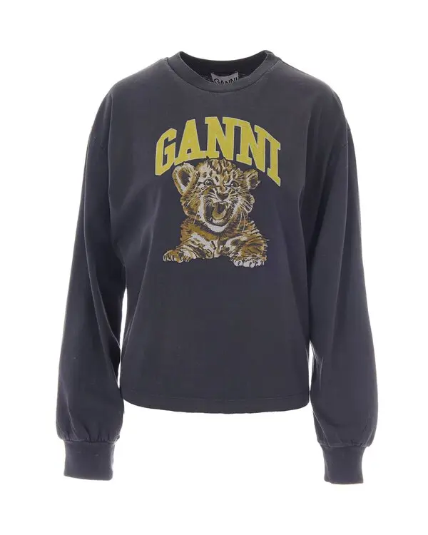 GANNI Graphic Crewneck Sweatshirt - Phantom