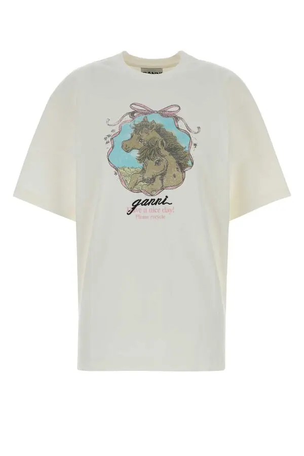 GANNI Oversize Cotton T-shirt - White