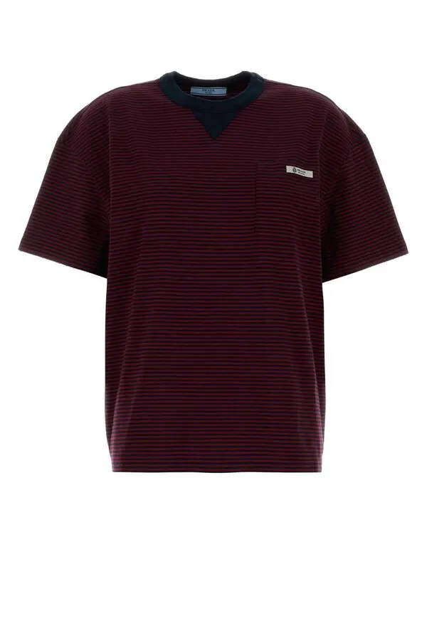 Prada Embroidered Cotton Oversize T-shirt - Stripped