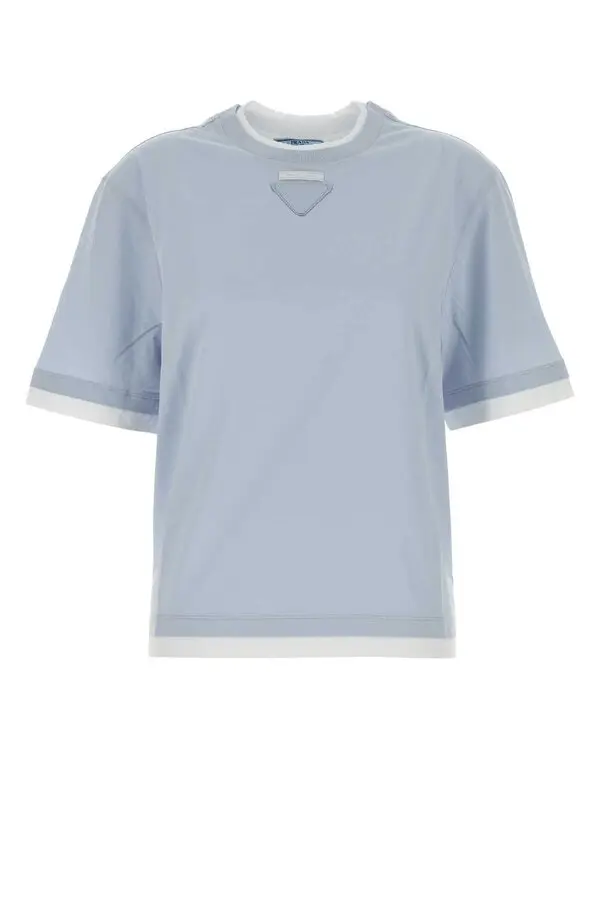 Prada Powder Blue Cotton T-shirt - Light Blue