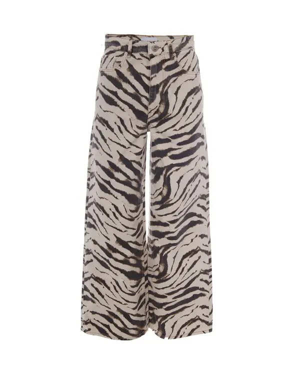 GANNI Wide-leg Zebra Print Trousers