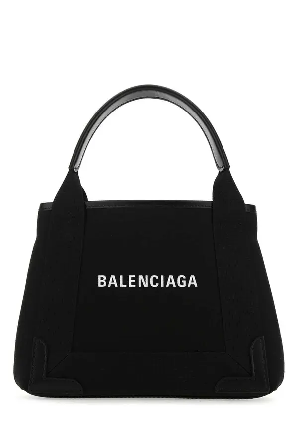 Balenciaga Mini Canvas Basket Handbag With Silver-tone Hardware - Black