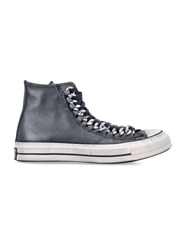CONVERSE Leather High-top Sneakers With Chain Detailing - Nero