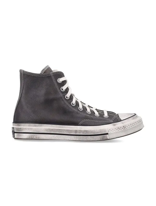 CONVERSE Leather High-top Sneakers With Chain Detailing - Nero