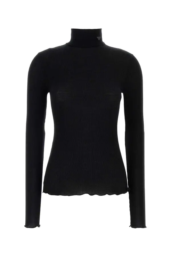 Prada Ribbed Wool-silk Blend Turtleneck Sweater