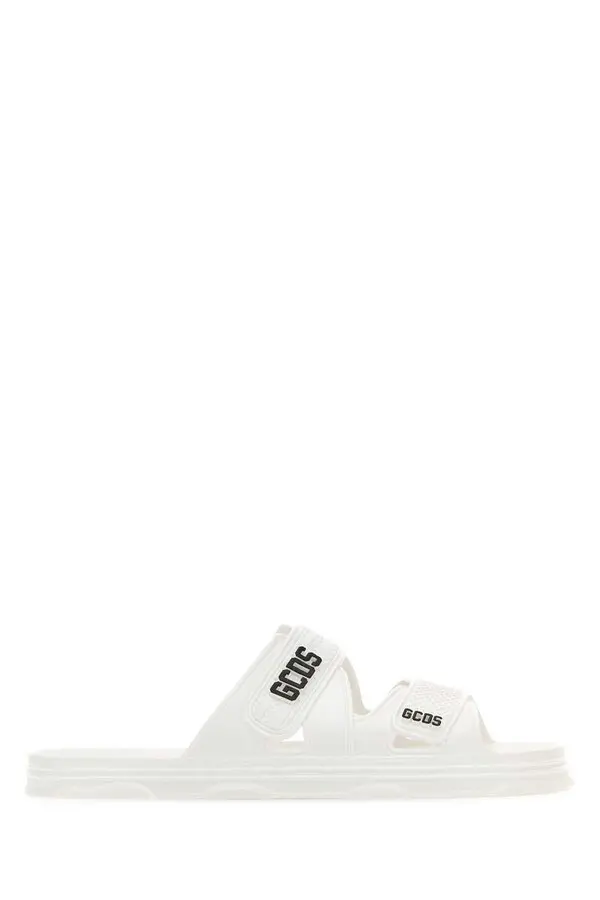 Gcds Rubber Slides With Logo Detailing - White