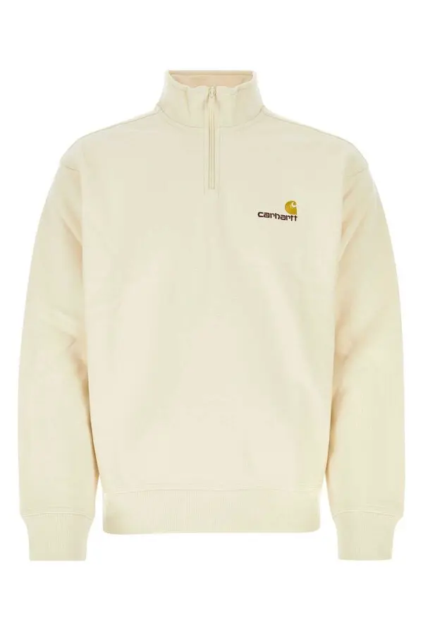 Carhartt Work In Progress Style Half-zip Cotton Blend Sweatshirt With American Script Logo