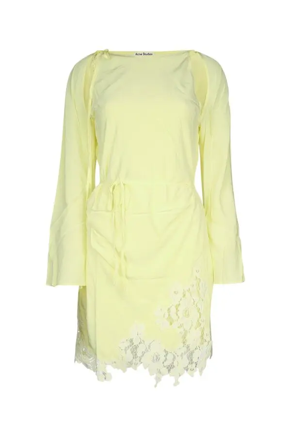 Acne Studios Viscose Popover Dress With Lace Trim