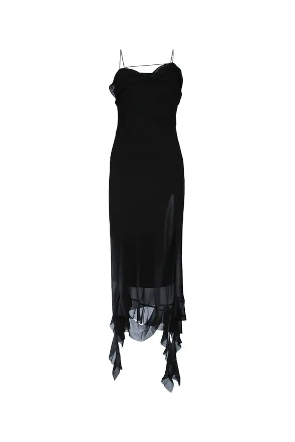Acne Studios Maxi Gown With Draped Silhouette And Ruffled Hem