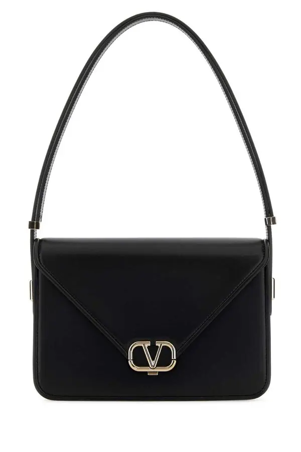 Valentino Garavani Vlogo Leather Shoulder Handbag - Black