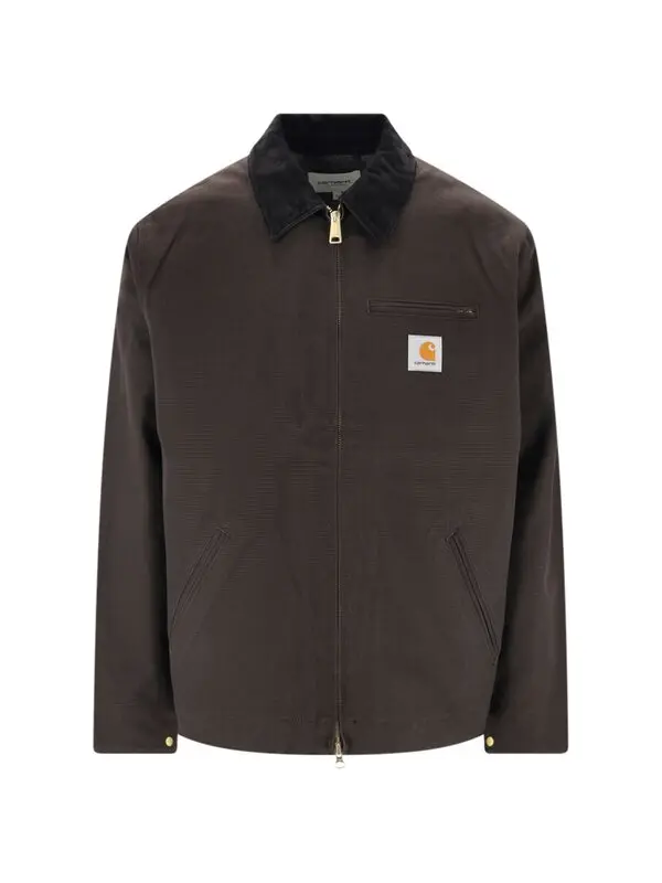Carhartt Work In Progress Canvas Zip Jacket With Pointed Collar - Brown