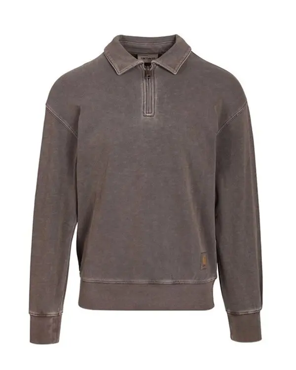 Carhartt Work In Progress Quarter-zip Collared Pullover Sweatshirt - Tobacco