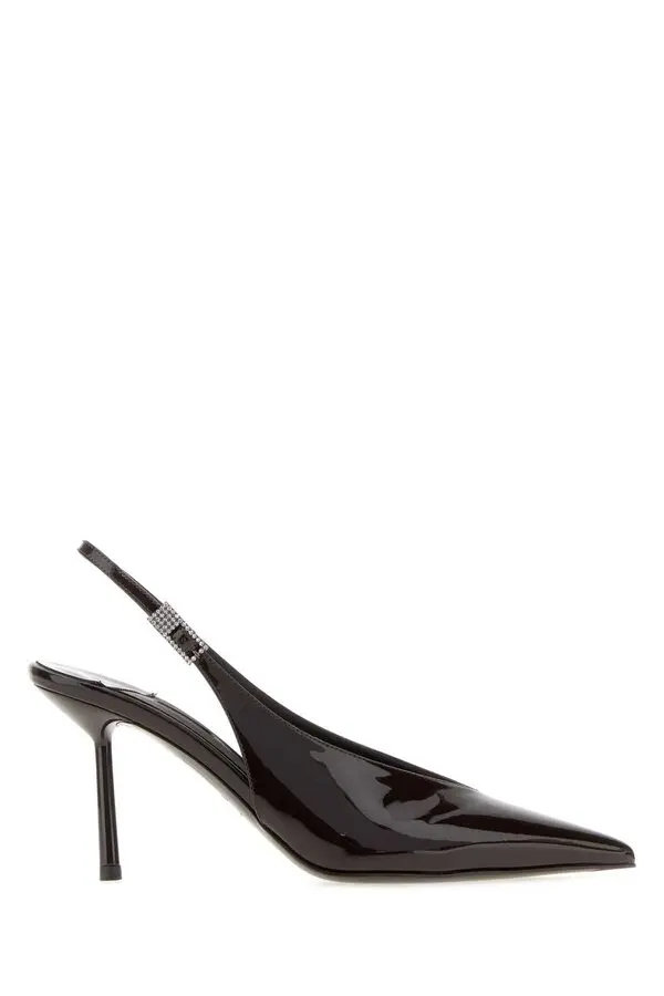 LE SILLA Patent Leather Slingback Pumps With Stiletto Heel - Brown