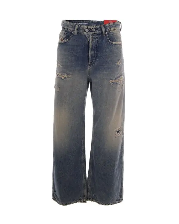 DIESEL® Distressed Wide-leg Jeans