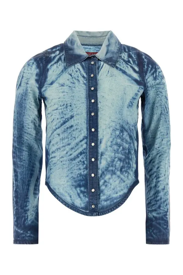 DIESEL® Lyocell Button-front Shirt - Light Blue