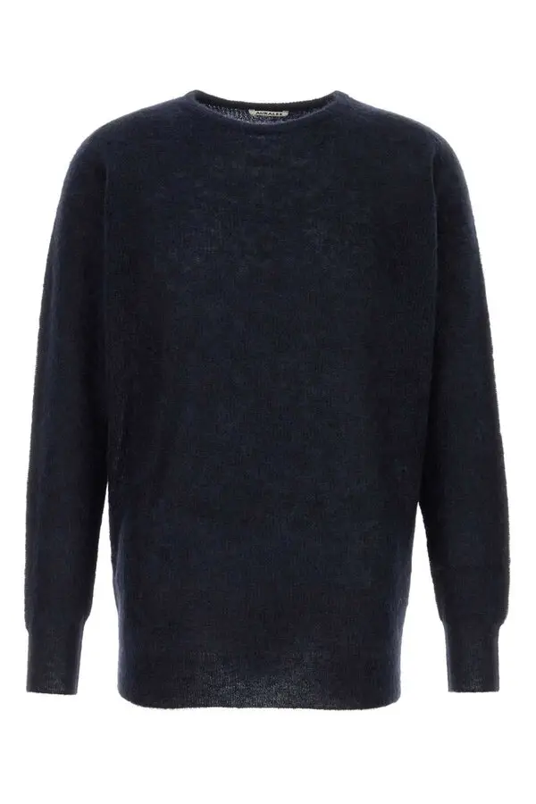 Auralee Midnight Alpaca Blend Crew Neck Sweater - Blue