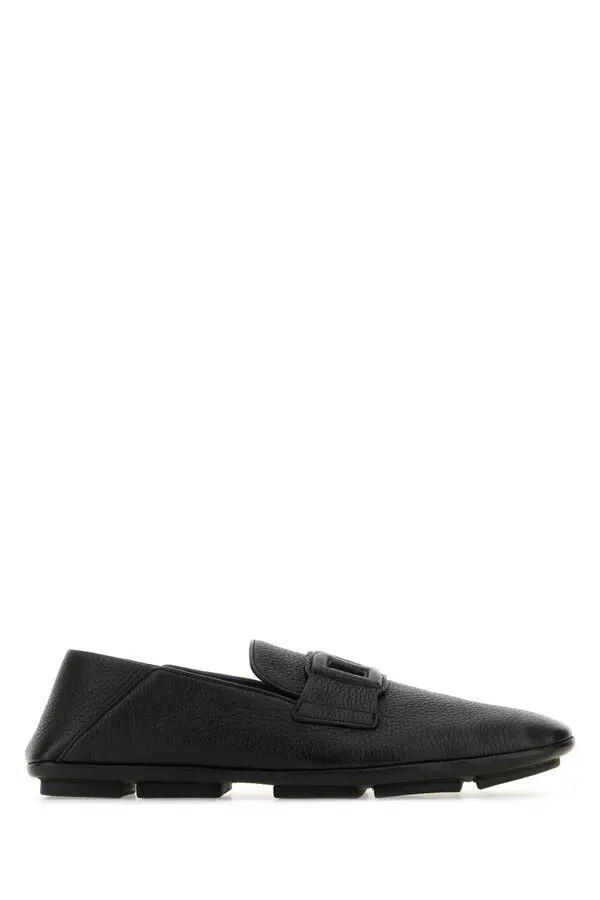 Dolce & Gabbana Driver Loafers In Deer Leather - Black